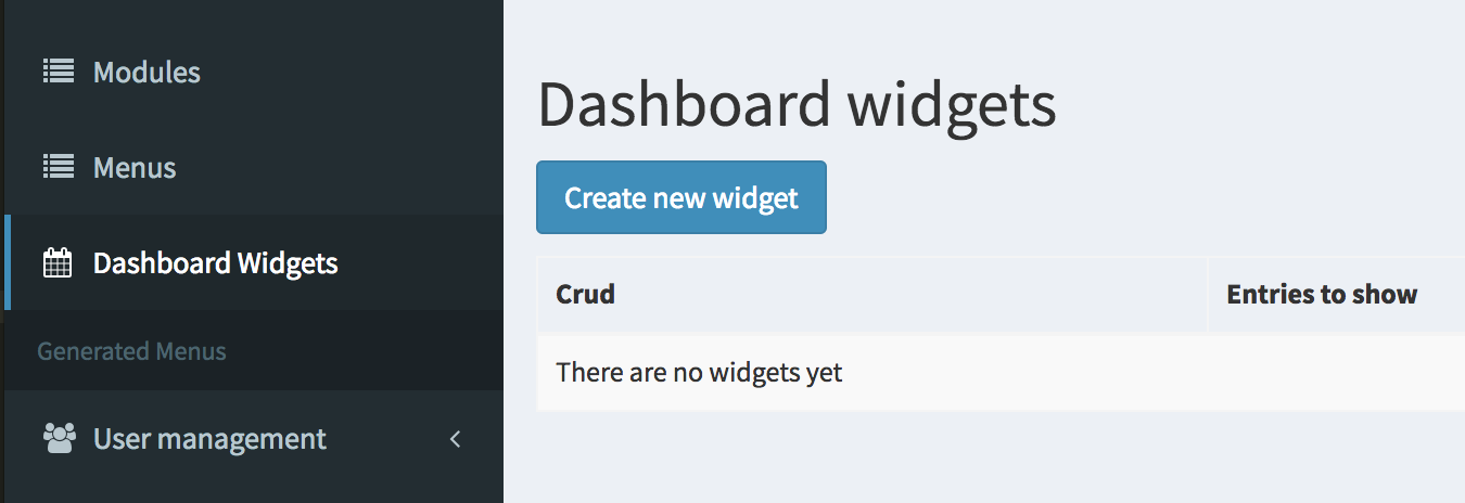 New module “Dashboard Widgets”: see latest CRUD entries after login ... New module “Dashboard Widgets”: see latest CRUD entries after login ...