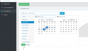 Demo: Transactions Datatables with Date Range Filter and Chart on Top ...